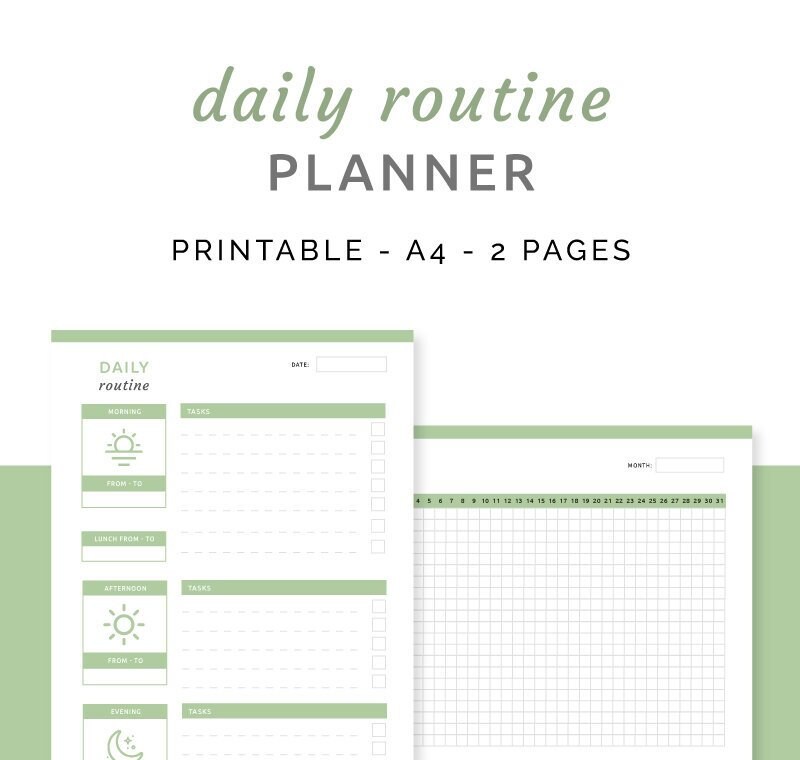 Daily Routine Planner Daily Routine Printable, Daily Planner, Morning ...