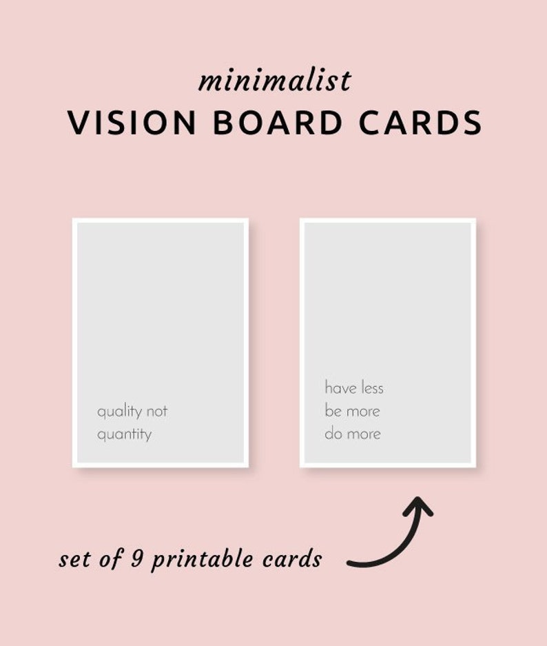 Minimalist Vision Board Cards Minimalism, Minimalist Printable ...