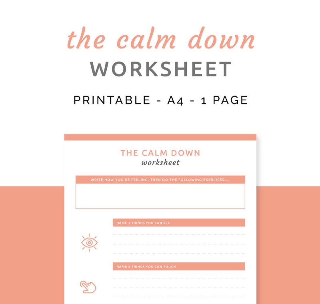 The Calm Down Worksheet Calm Down Kit, Calm Down Activity, Anxiety ...