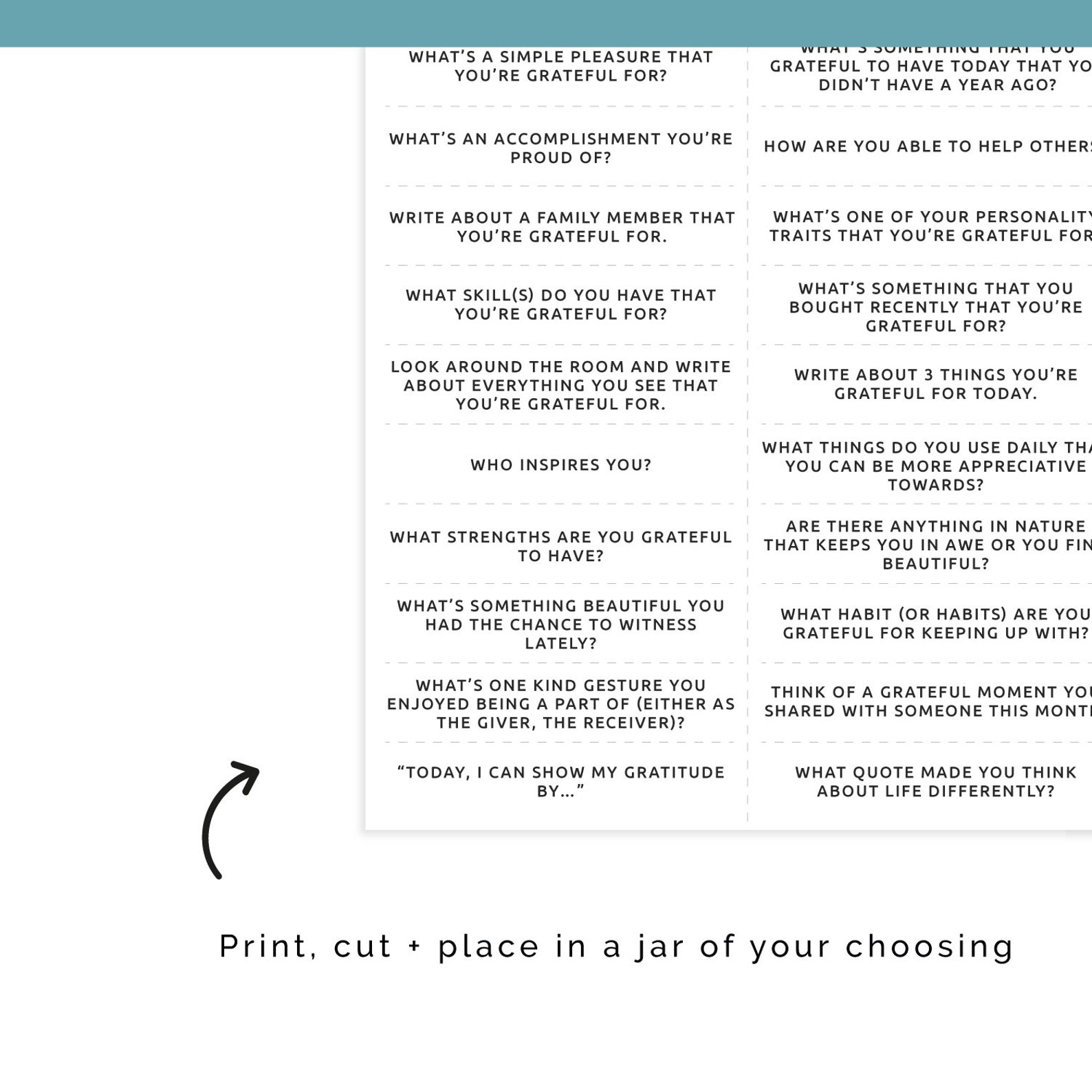Daily Gratitude Jar Gratitude Printable, Gratitude Prompt, Journal ...