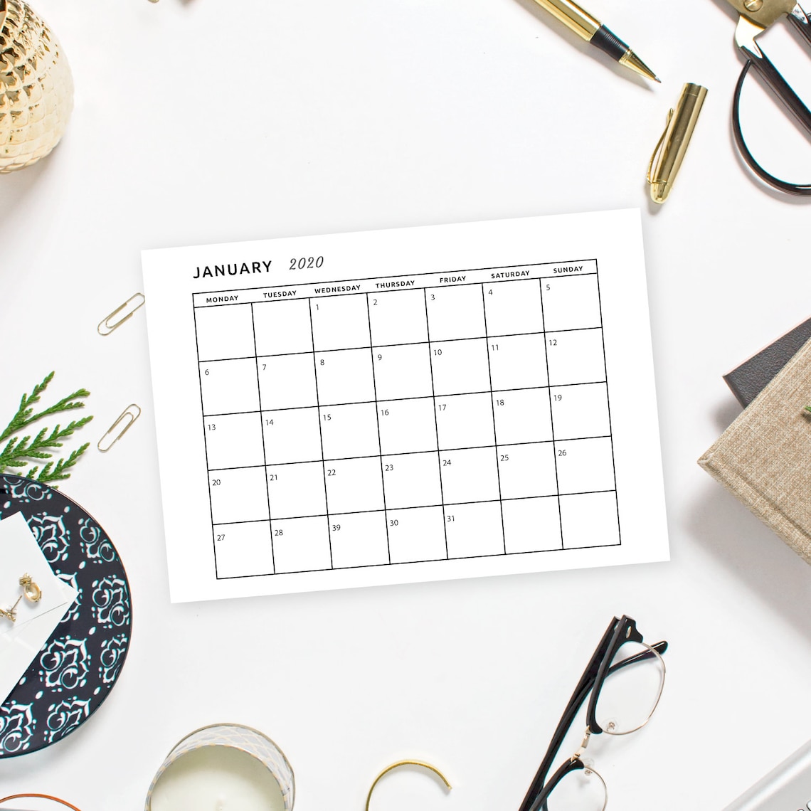 2020 Printable Minimalist Calendar Printable Desk Calendar, 2020 Wall ...