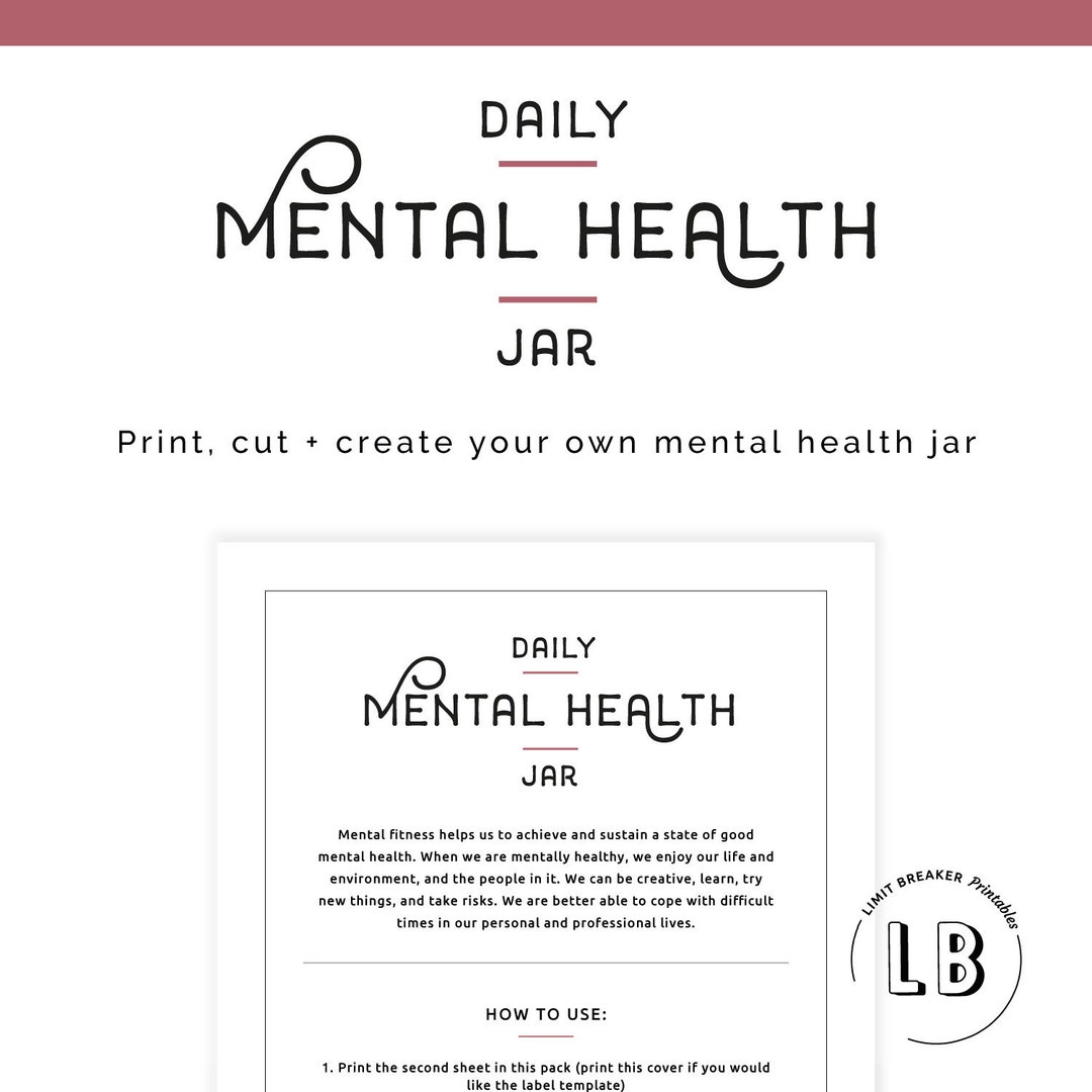 Daily Mental Health Jar Mental Health Printable, Mental Health ...