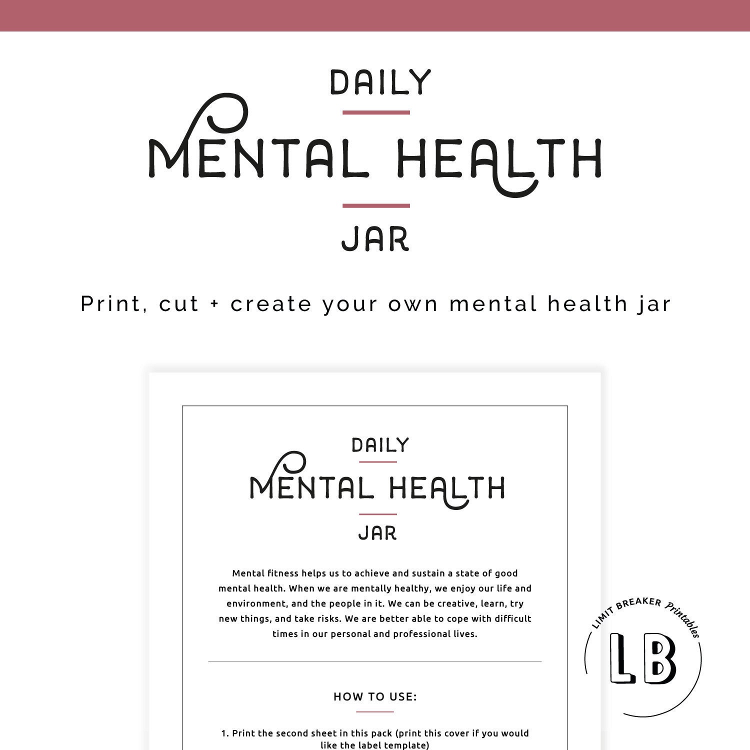 Daily Mental Health Jar Mental Health Printable, Mental Health ...
