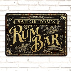 Personalised Rum Bar Sign, Metal Rusty Look Vintage Inspired Bar Sign ...