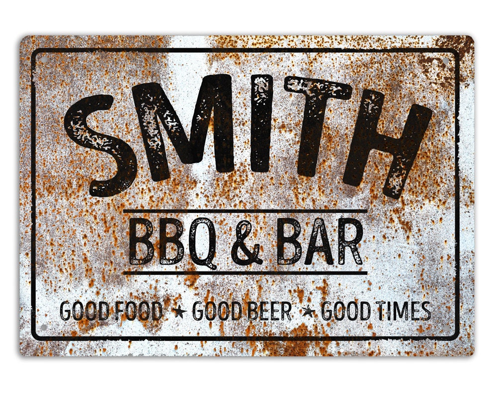 BBQ & Bar Tin Sign Personalised Metal Sign Rusty Unique | Etsy UK