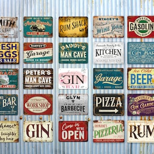 Rum Bar Tin Sign, Personalised Rum Shack Gift, Metal Rusty Look Printed ...