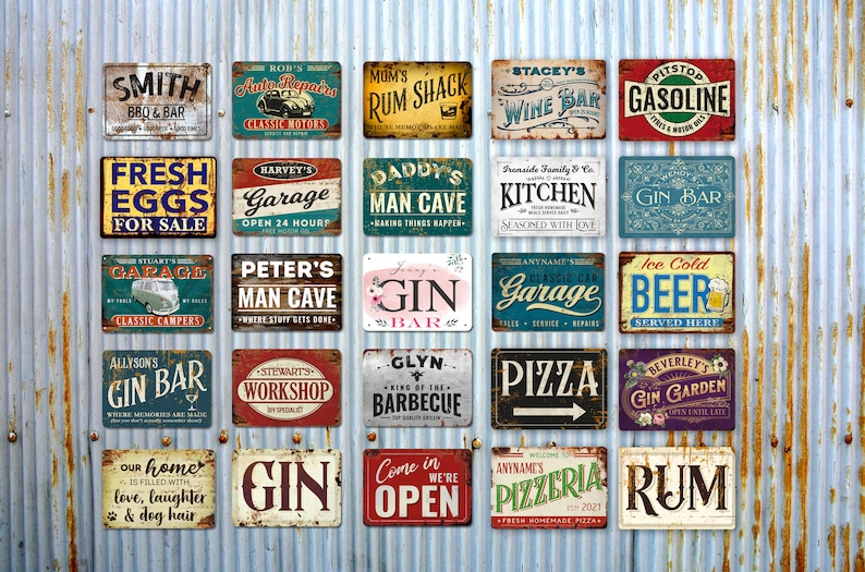 Rum Bar Tin Sign, Personalised Rum Shack Gift, Metal Rusty Look Printed ...