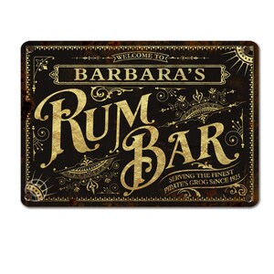 Personalised Rum Bar Sign, Metal Rusty Look Vintage Inspired Bar Sign ...