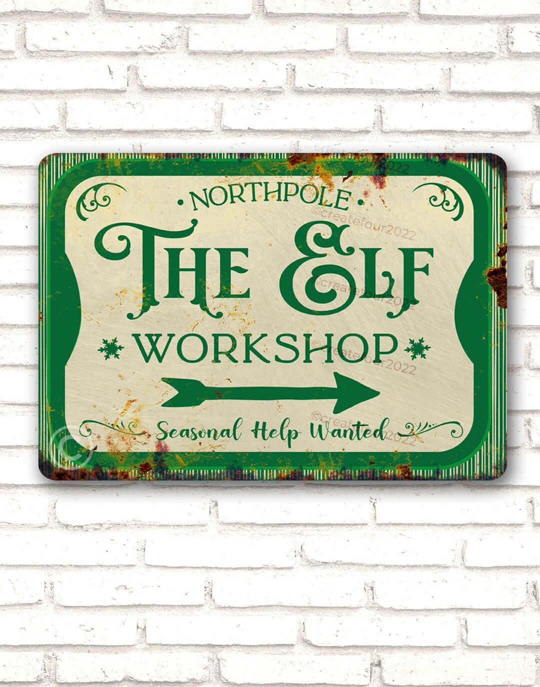 Elf Sign Distressed Elf Workshop Sign Old Look Metal Rusty - Etsy UK