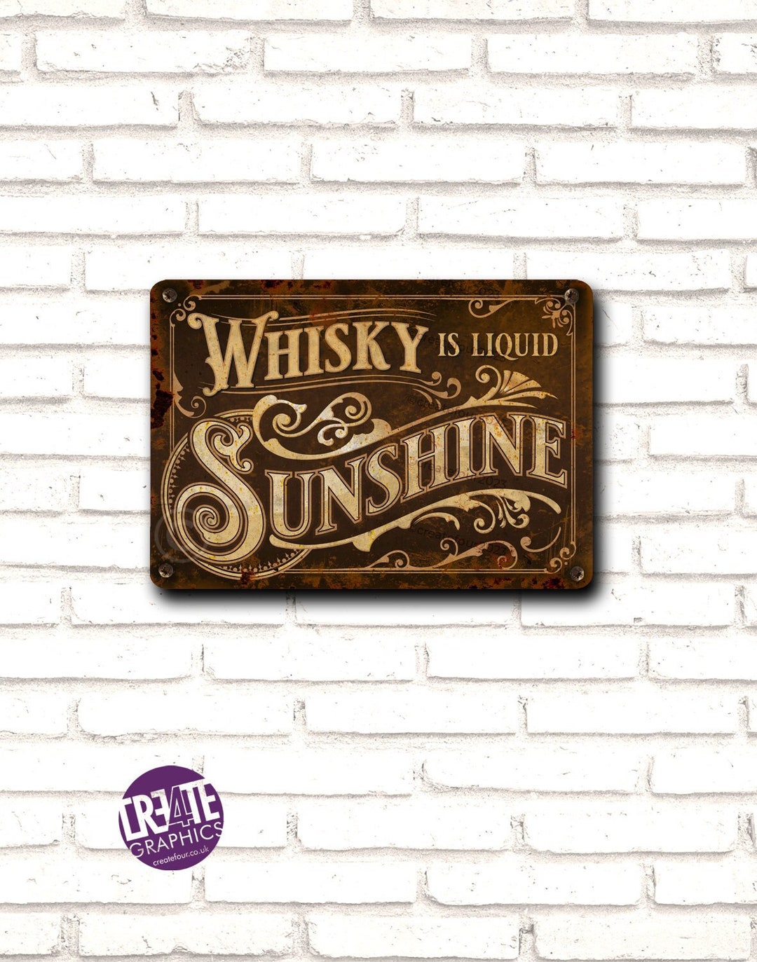 Vintage Style Whisky Sign, Metal Bar Sign, Printed Bar Sign, Liquid ...