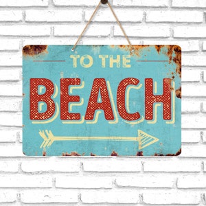 Beach Sign, Metal Sign, Vintage Style Rusty Look Printed Plaque - Etsy
