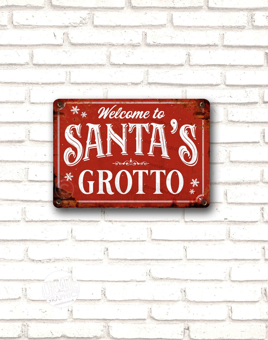 Santa's Grotto Sign, Distressed Santa's Workshop Sign, Festive Wall ...