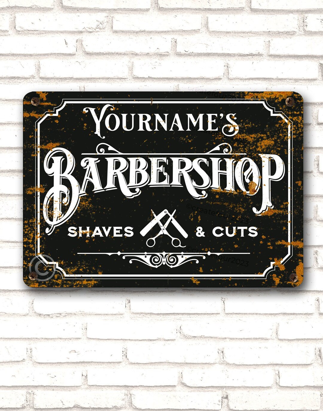 Personalised Vintage Barbershop Sign, Metal Gentlemen's Barber Sign ...