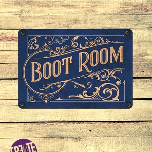 Vintage Style Boot Room Sign, Metal Sign, Old Metal Rusty Look Printed ...