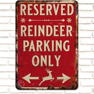 Reindeer Parking Sign, Metal Festive Sign, Christmas Sign - Etsy UK
