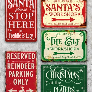 Elf Sign, Distressed Elf Workshop Sign, Old Look Metal Rusty Look ...