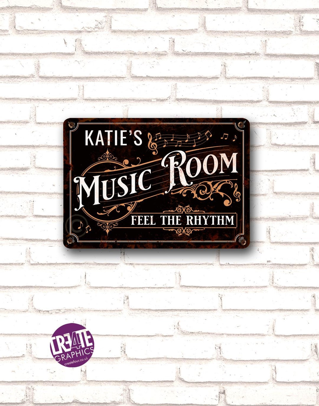 Personalised Music Room Sign, Metal Sign for Music Room, Music Lover ...
