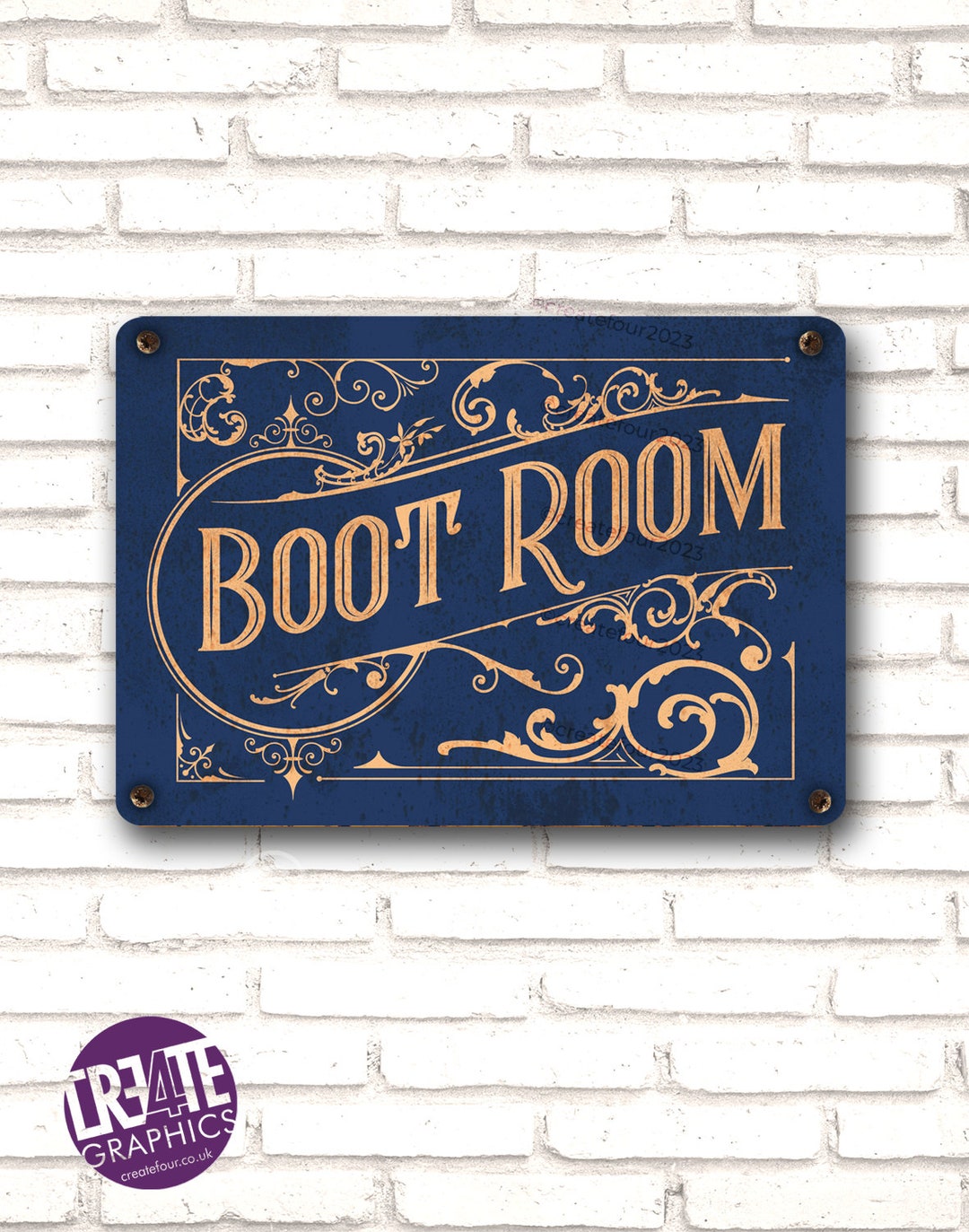 Vintage Style Boot Room Sign, Metal Sign, Old Metal Rusty Look Printed ...