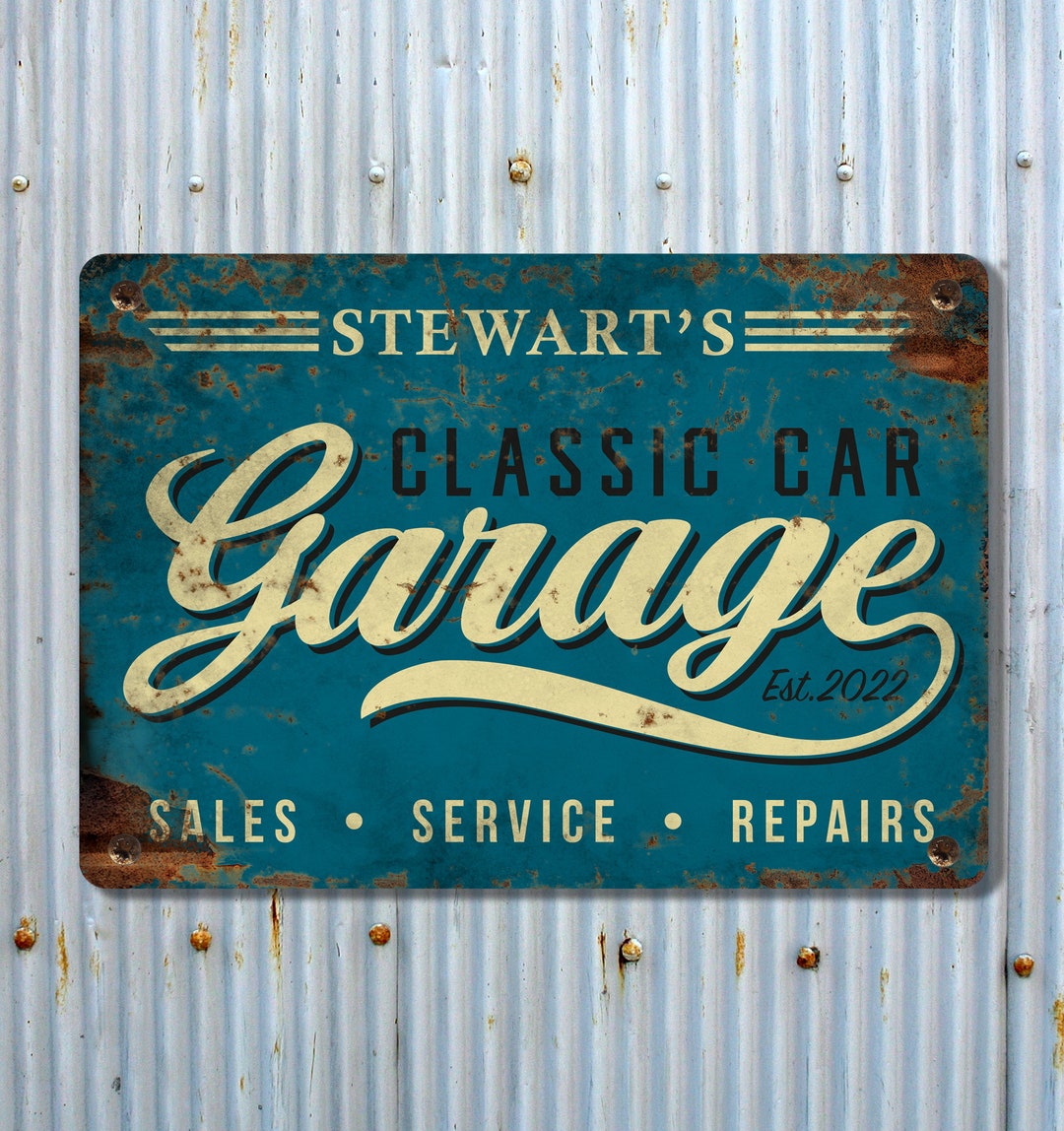 Personalised Garage Metal Sign, Vintage Style Garage Sign, Gifts for Him, Car Lover ...