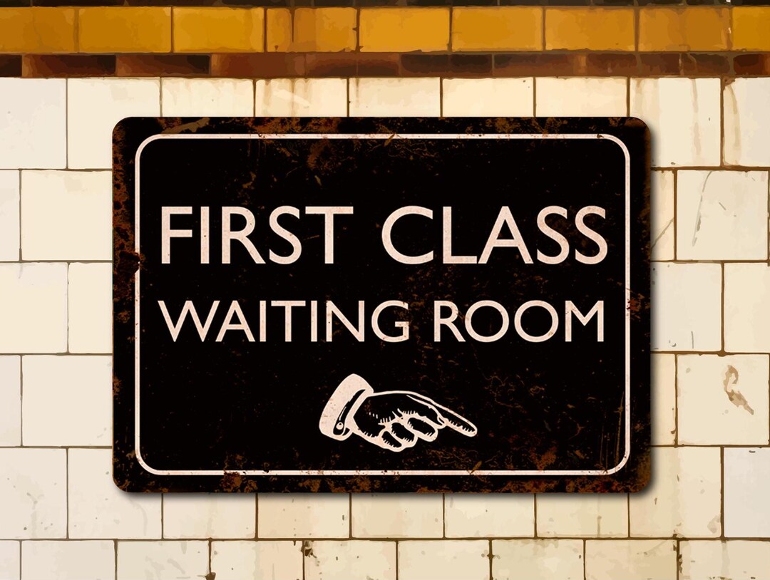 Train Station Style Waiting Room Sign, Distressed Vintage Style Station ...