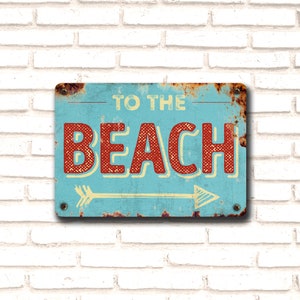 Beach Sign Metal Sign Vintage Style Rusty Look Printed - Etsy