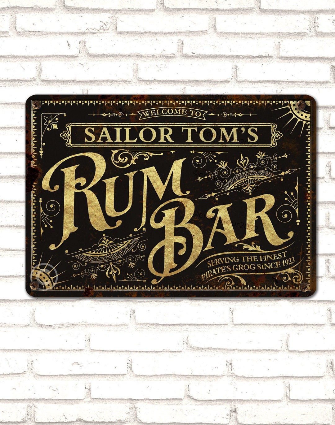 Personalised Rum Bar Sign, Metal Rusty Look Vintage Inspired Bar Sign ...