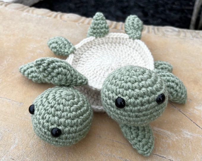 Turtle Coasters, Crochet Turtle Coasters, Crochet Coasters, Coasters - Etsy
