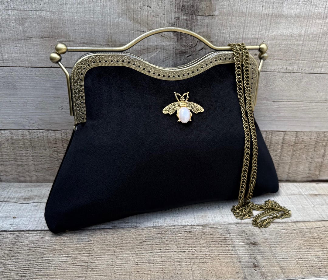 Victorian Handbag. Vintage Handbag for Women. Black Clutch Bag. Top ...