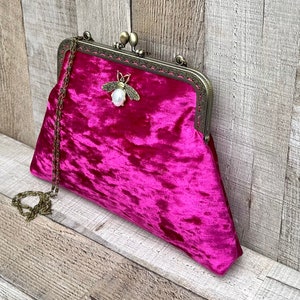 Hot Pink Clutch Bag. Pink Evening Bag. Velvet Handbag. - Etsy