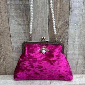 Hot Pink Clutch Bag. Pink Evening Bag. Velvet Handbag. - Etsy