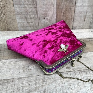 Hot Pink Clutch Bag. Pink Evening Bag. Velvet Handbag. - Etsy