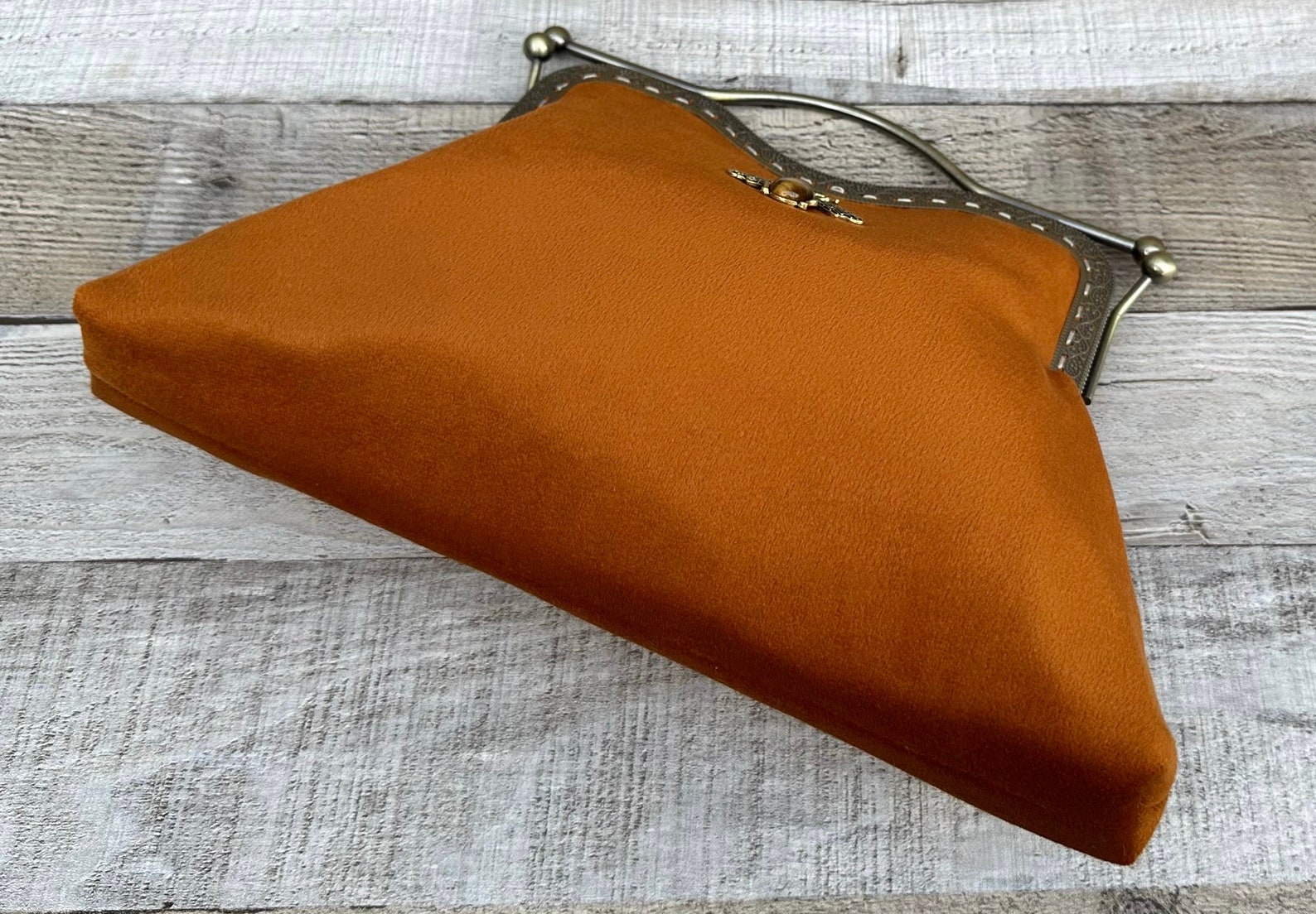 Burnt Orange Handbag. Orange Evening Bag. Velvet Clutch Bag. Purse Bag ...