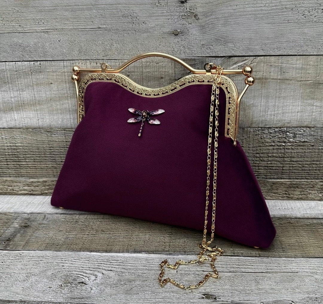 Burgundy Clutch Bag. Burgundy Evening Bag. Victorian Handbag. Evening ...
