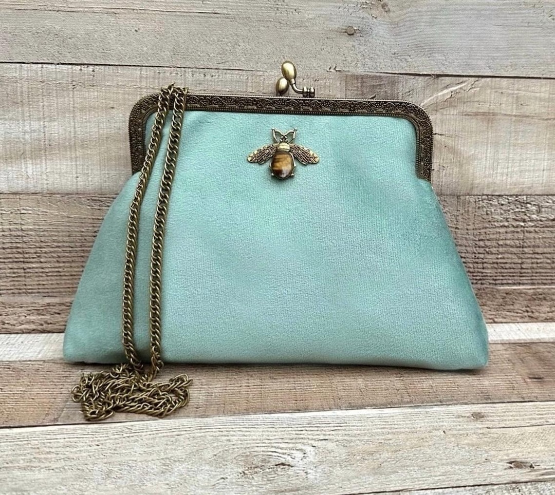 Duck Egg Clutch. Blush Blue Evening Bag. Clutch Purse. Vintage Handbag ...