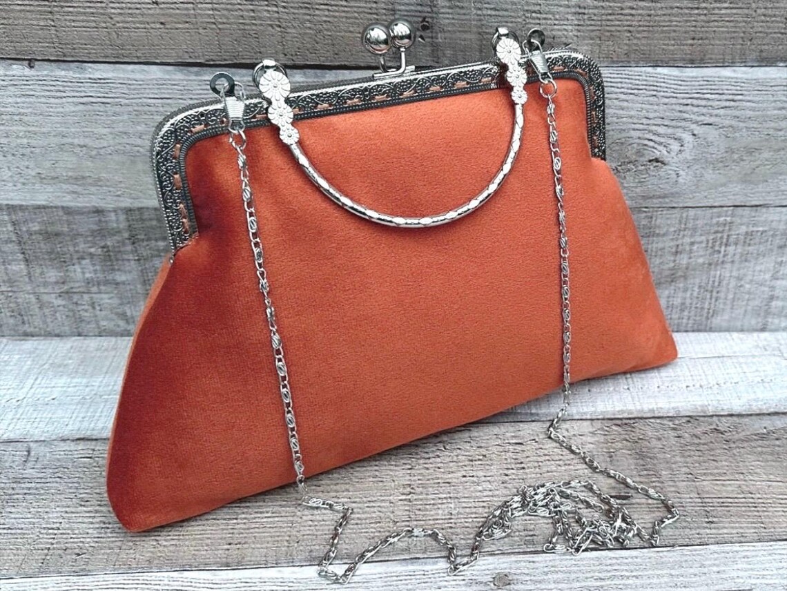 Vintage Handbag for Women. Coral Clutch. Coral Handbag. Crossbody Bag ...