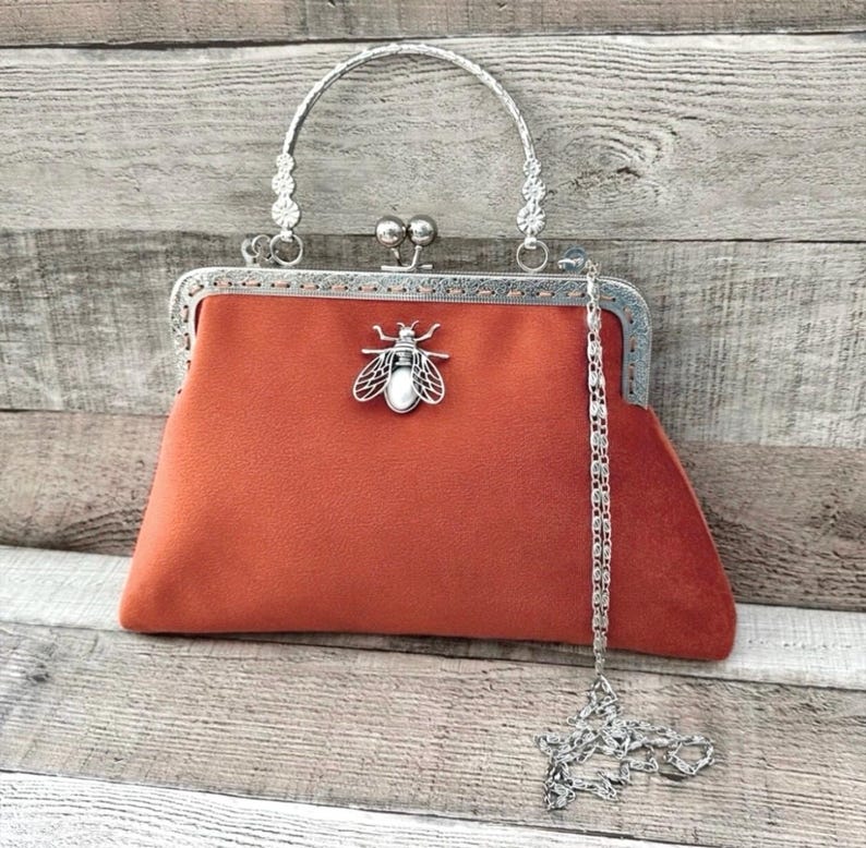 Vintage Handbag for Women. Coral Clutch. Coral Handbag. Crossbody Bag ...