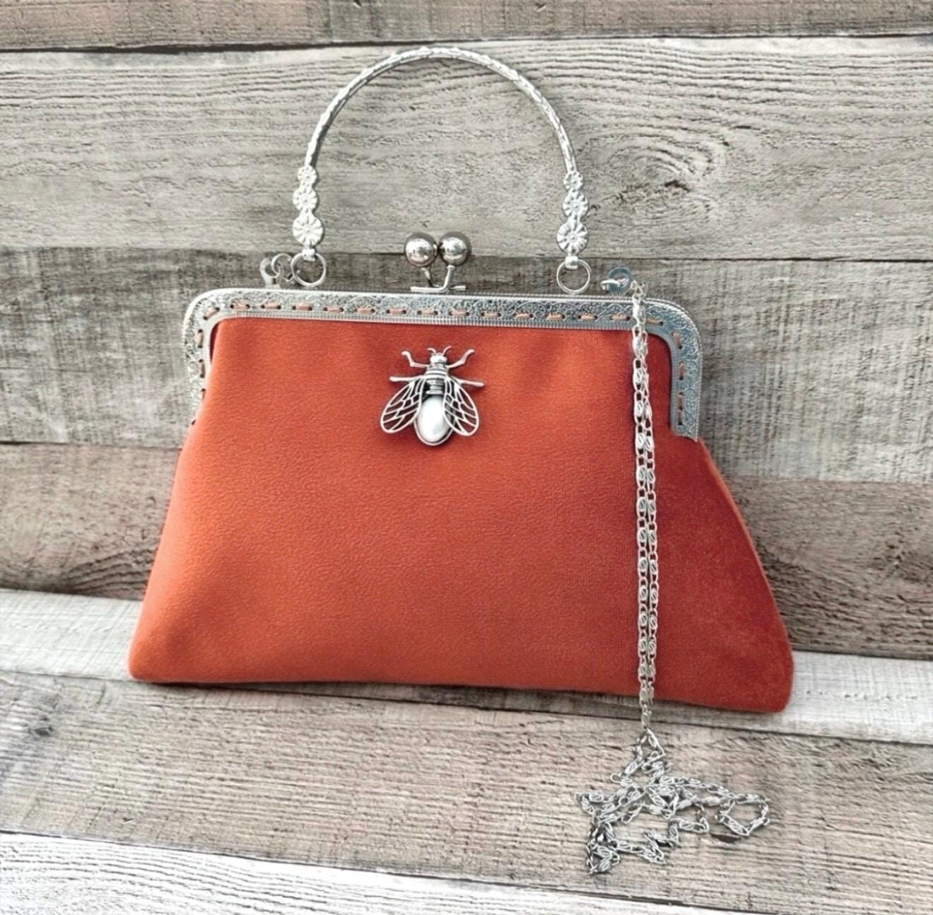 Vintage Handbag for Women. Coral Clutch. Coral Handbag. Crossbody Bag ...