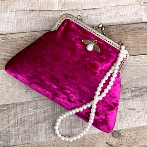 Hot Pink Clutch Bag. Pink Evening Bag. Velvet Handbag. - Etsy