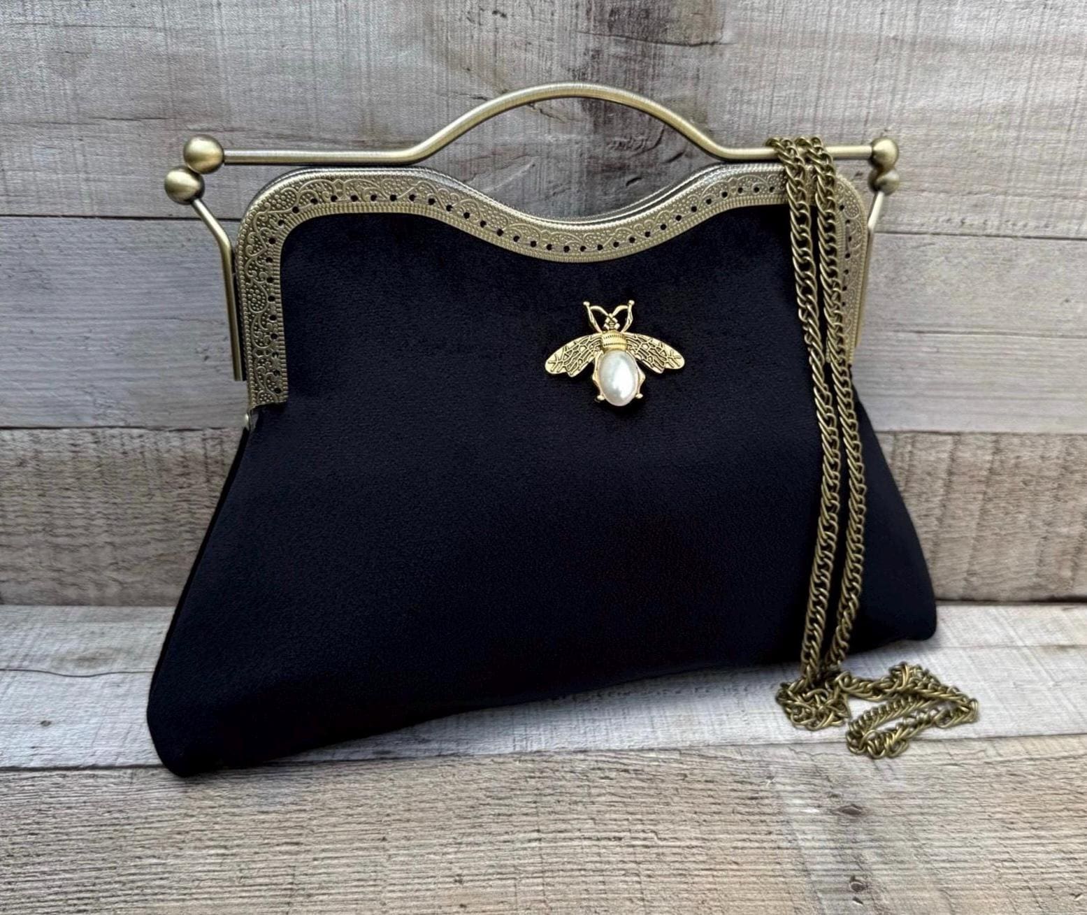 Victorian Handbag. Vintage Handbag for Women. Black Clutch Bag. Top ...