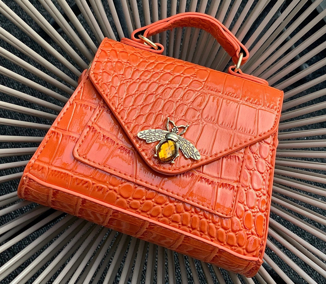 Orange Clutch Bag. Orange Shoulder Bag. Orange Evening Bag. Vegan ...