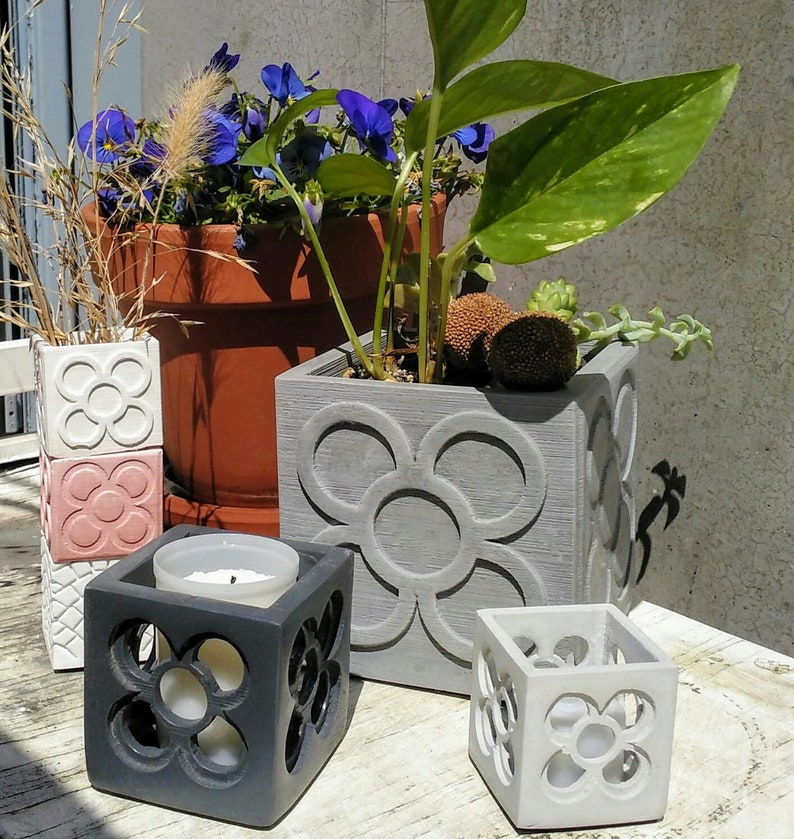 Large Panot Cubic Planter Yumilab Barcelona Tile Flower | Etsy