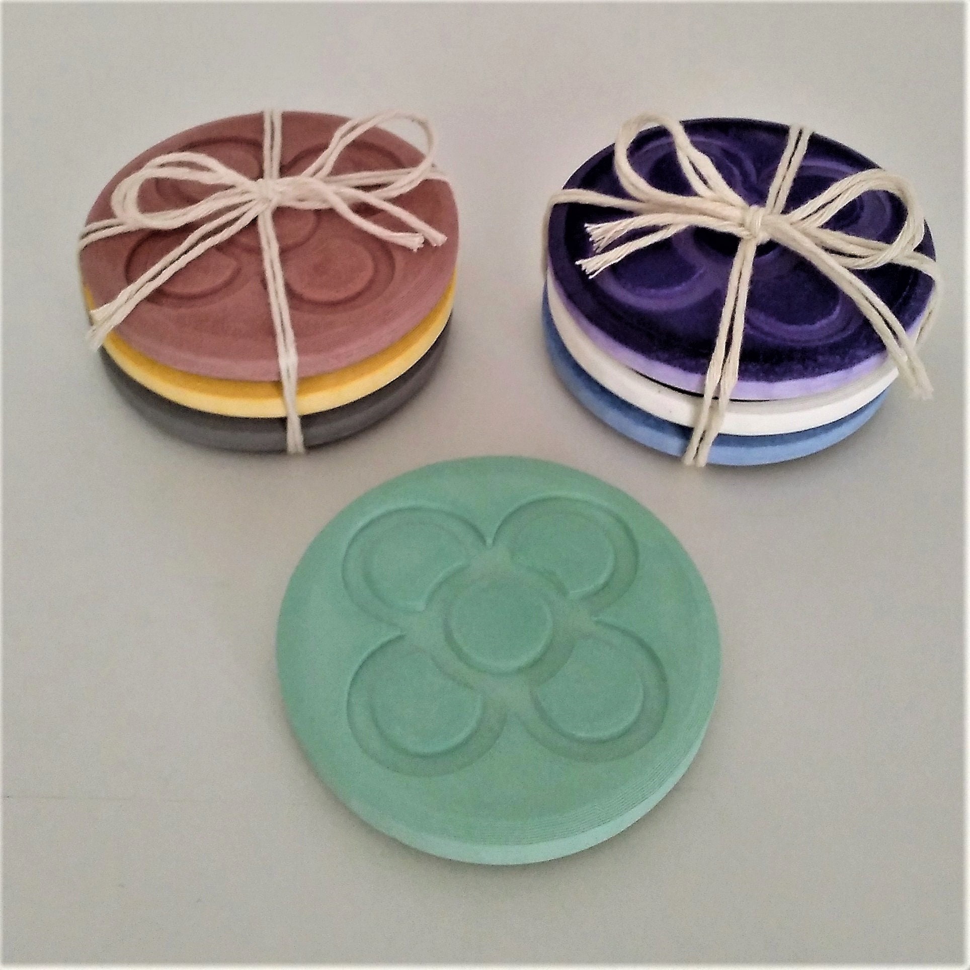 3 Round Panot Coasters Barcelona Flower Round Flower Tile - Etsy UK