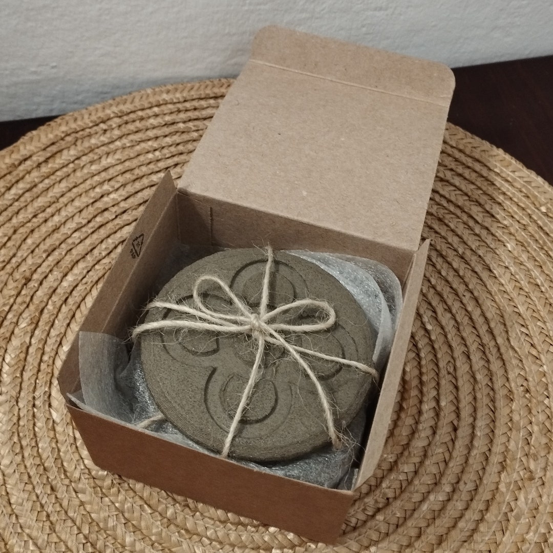 4 Panot Round Coasters, Flower of Barcelona, Rajola, Concrete ...