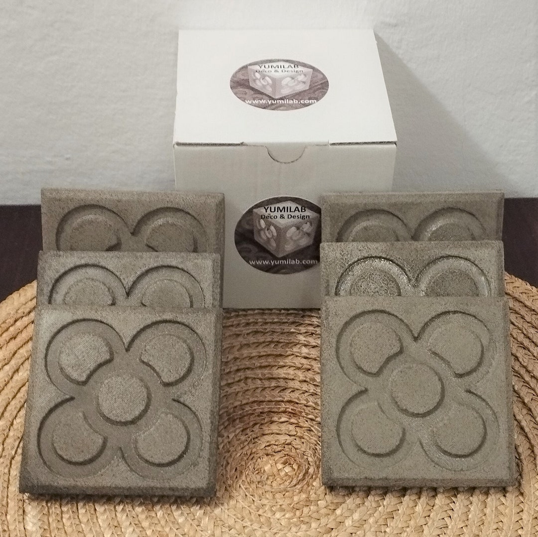 6 Panot Coasters From Barcelona, Yumilab, Barcelona Flower, Concrete ...