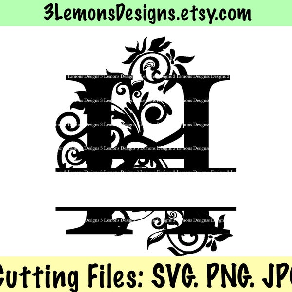 Split Letter H Svg - Etsy