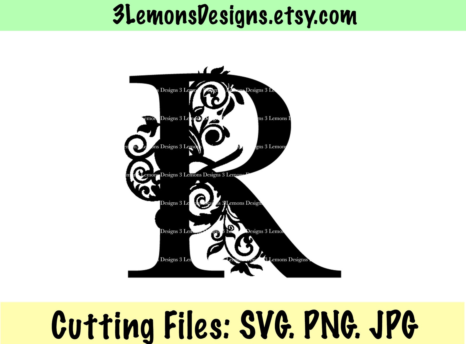 Floral R Letter SVG Monogram Last Name Letter Serif Letter - Etsy