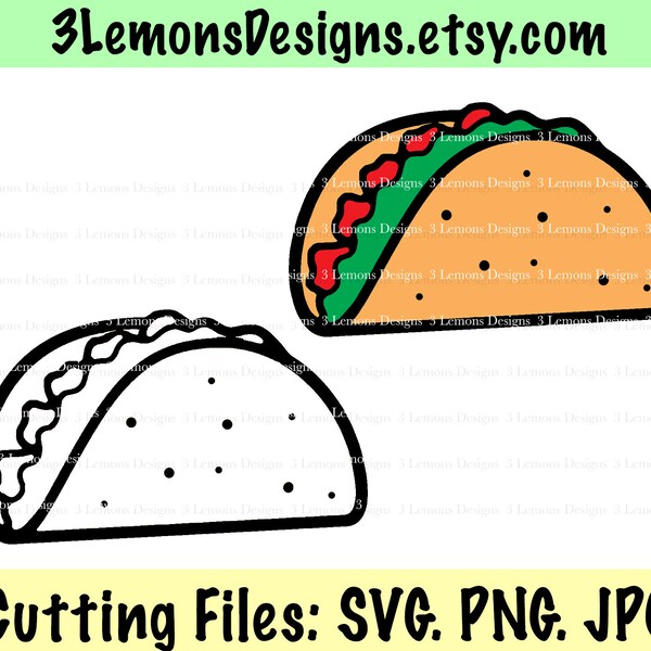 Taco Black and White Svg - Etsy