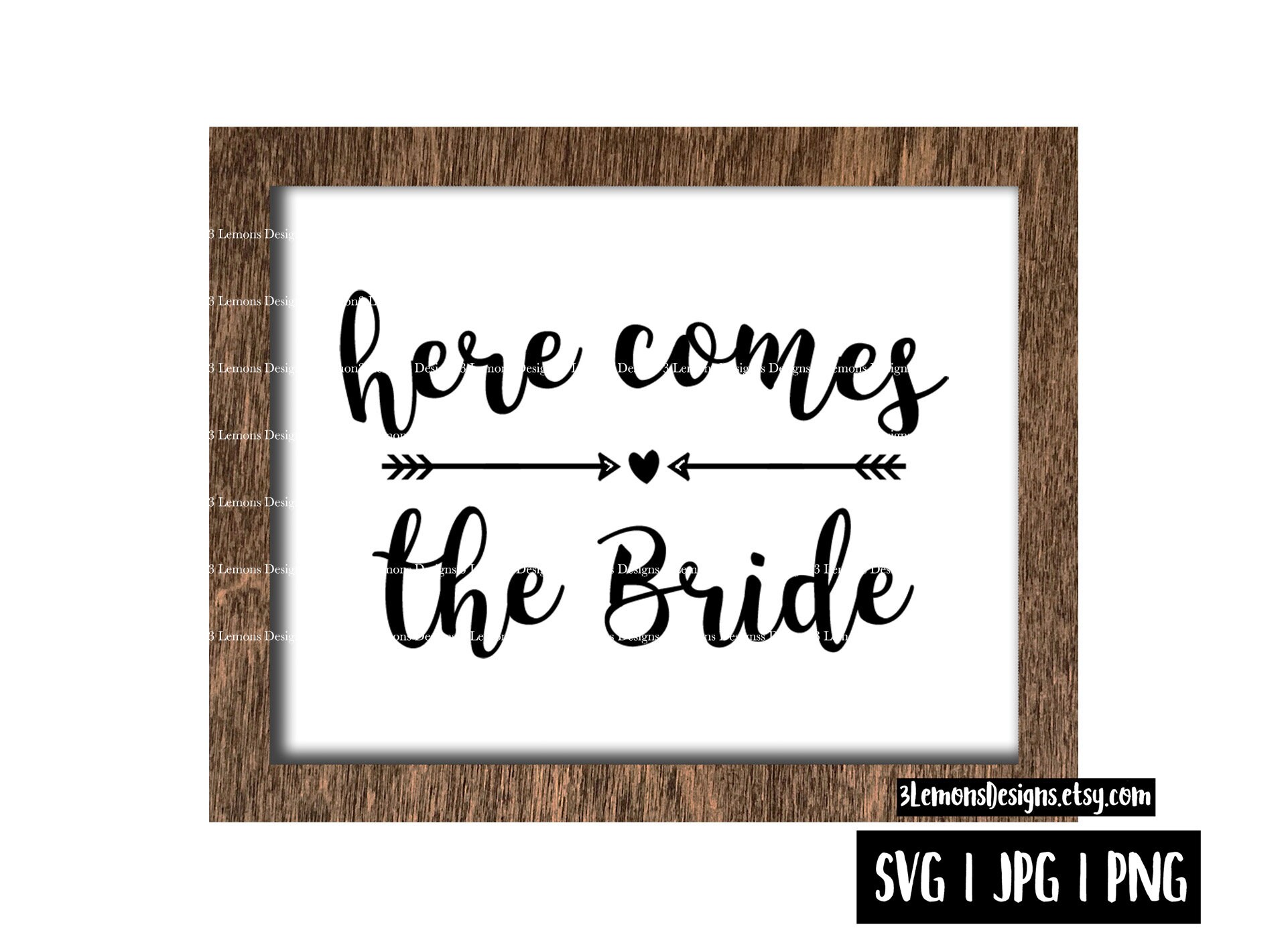 Here comes the bride svg wooden sign design walk down the | Etsy