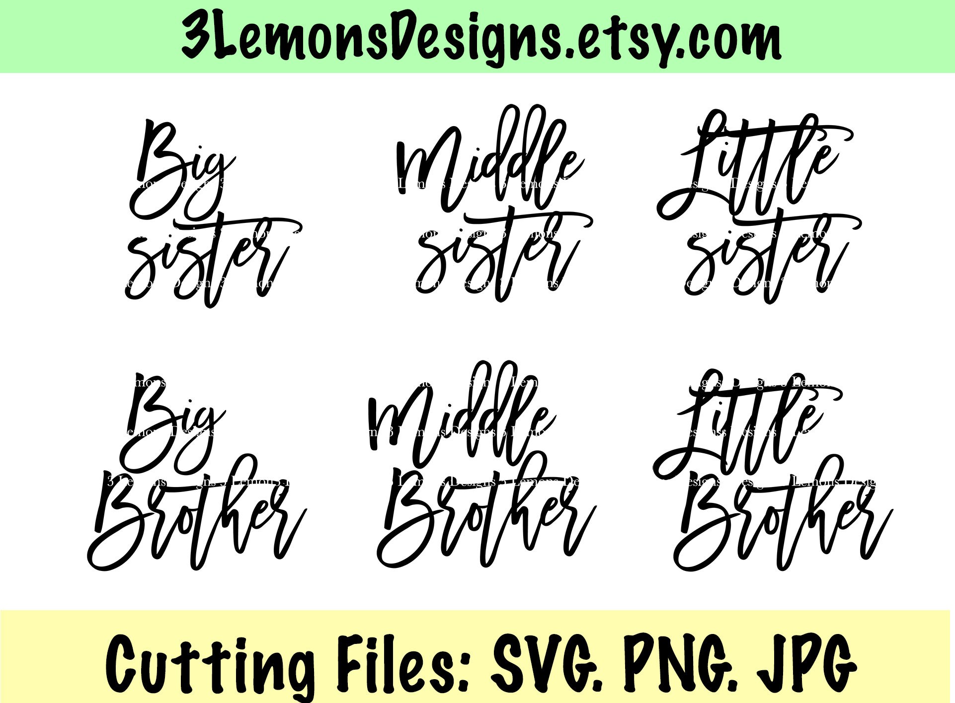 Big Brother Big Sister SVG Sibling SVG Middle Sister Little - Etsy