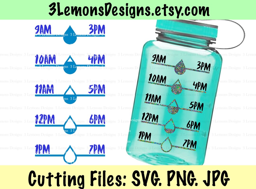 Water Tracker SVG, Water Droplet, Water Bottle Marks, Drink Water ...